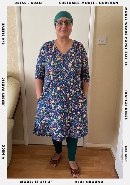 Adan Garden Gnome Print Trapeze Dress – Popsy Clothing