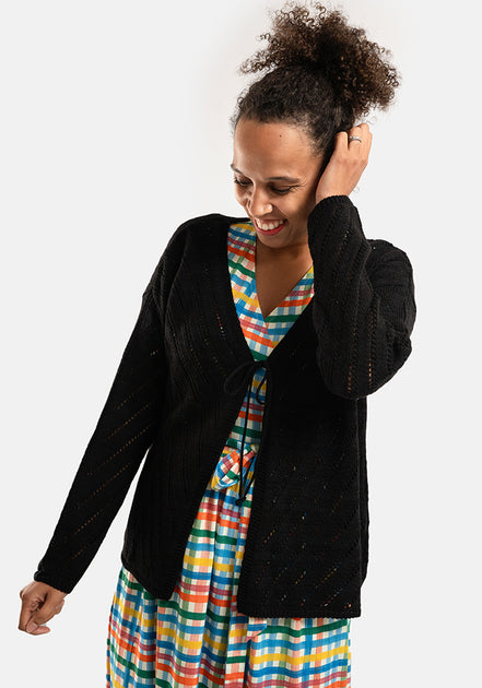 Black Diagonal Pointelle Cardigan – Popsy Clothing