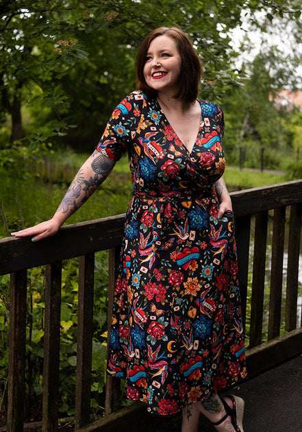 Burchett Tattoos Print Midi Dress – Popsy Clothing