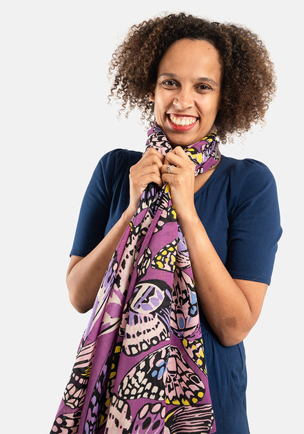 Purple Butterfly Print Scarf – Popsy Clothing