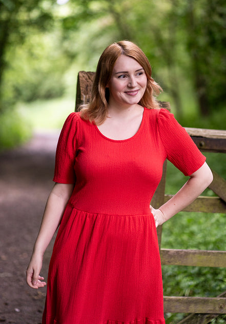 Carmine Red Tiered Hem Midaxi Dress – Popsy Clothing