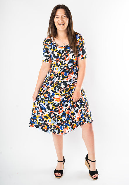 Dax Layered Animal Print Cotton Trapeze Dress – Popsy Clothing