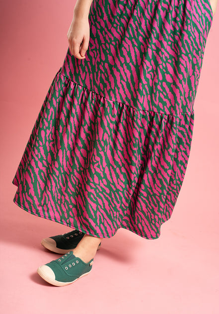 Fallon Mini Animal Print Tiered Hem Midaxi Dress – Popsy Clothing