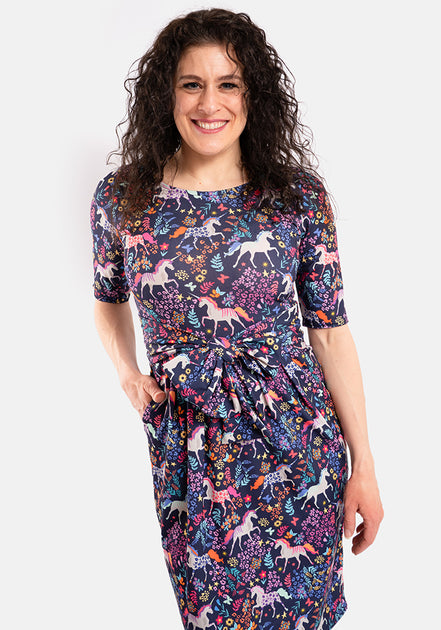Lorie Bright Unicorn Print Dress – Popsy Clothing