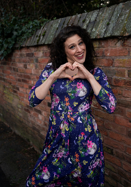 Maya Purple Midnight Botanical Print Midi Dress – Popsy Clothing