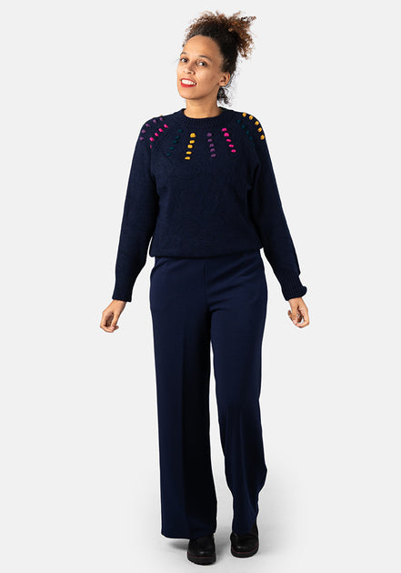 Navy Bobble Stripe Jumper – Popsy Clothing