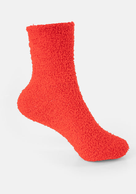 Red Fluffy Socks – Popsy Clothing