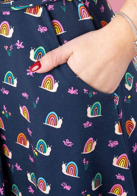 Sheridan Rainbow Snails Print Cotton Dress – Popsy Clothing
