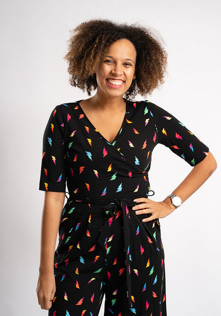 Stormy Lightning Bolt Print Cotton Jumpsuit – Popsy Clothing