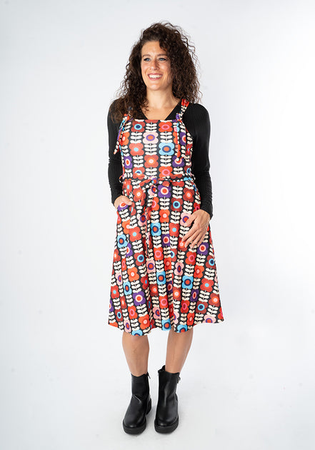 Tamar Retro Floral Print Pinafore – Popsy Clothing