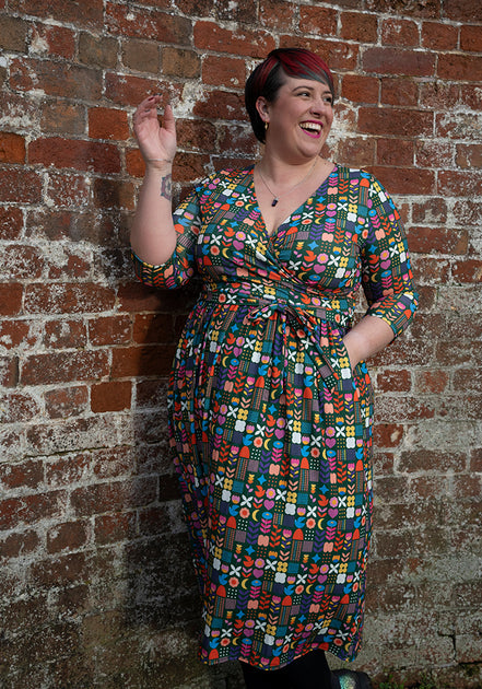 Toni Retro Tile Print Midi Dress – Popsy Clothing