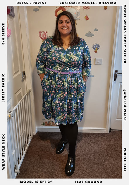 Pavini Teal Peacock Floral Print Dress – Popsy Clothing